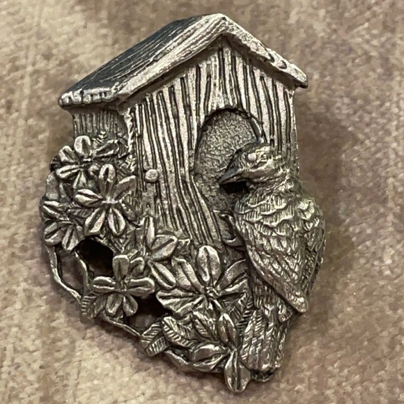 birds and blooms | Jewelry | Vintage Birds Blooms Bird House Pewter ...